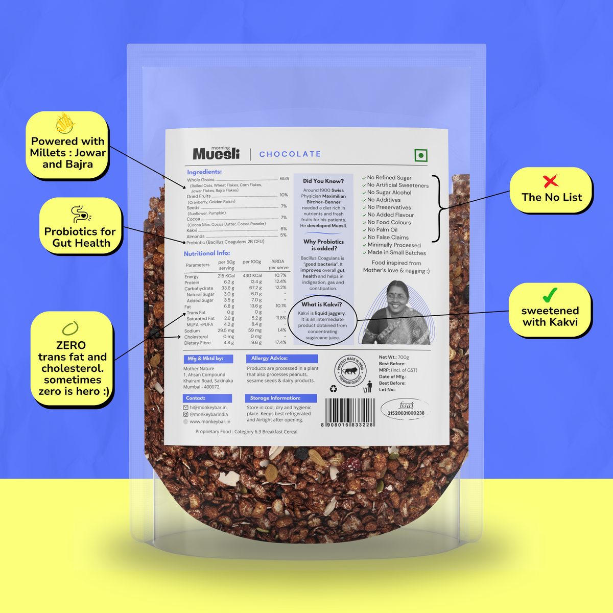 Morning Muesli - Chocolate - 700g - Breakfast Cereal made from pure ch ...